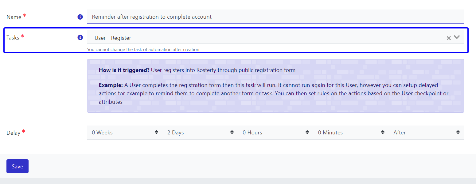 Creating a reminder automation