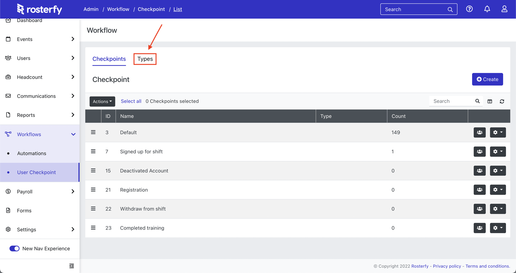 Checkpoint Types and Visualisation