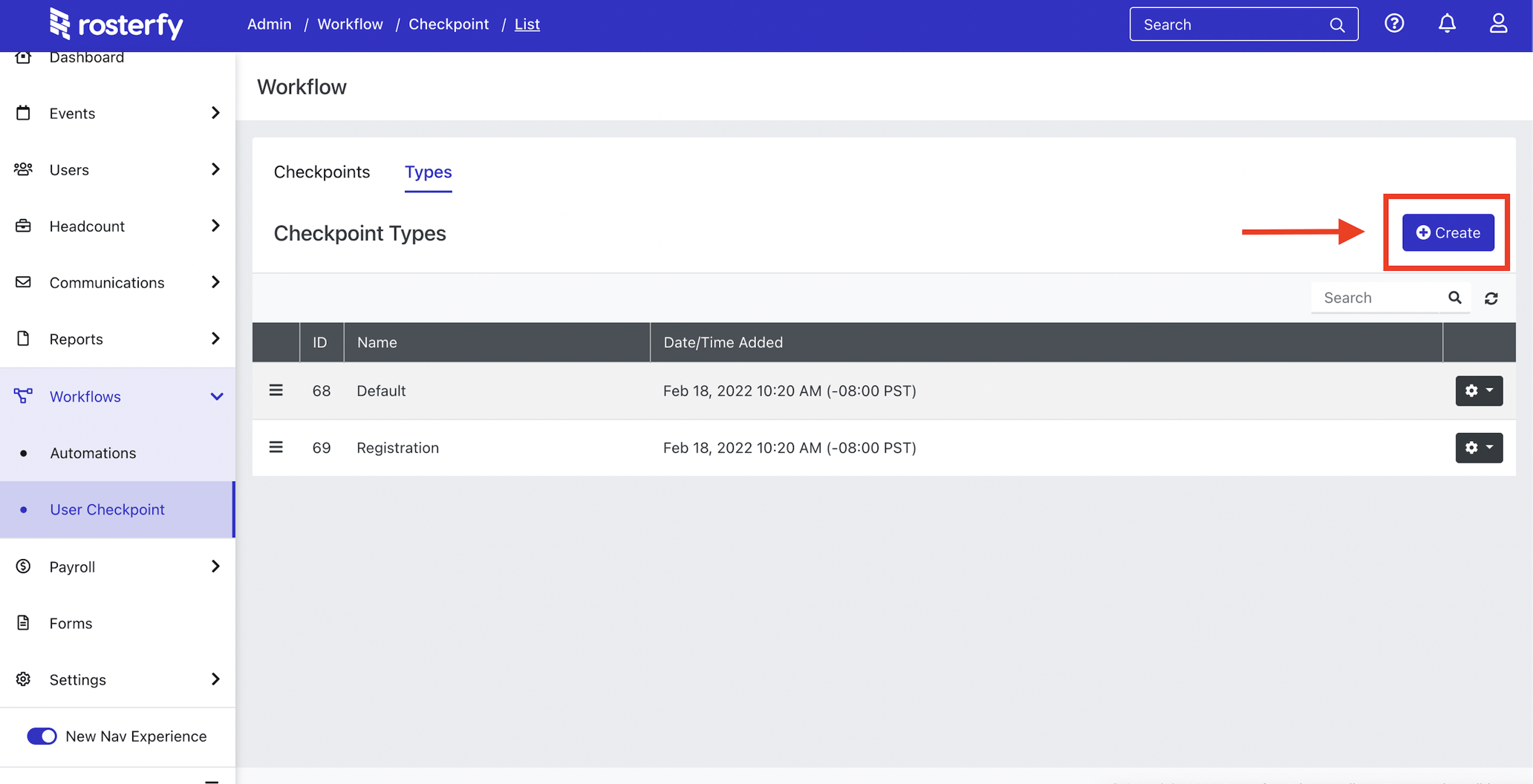 Checkpoint Types and Visualisation